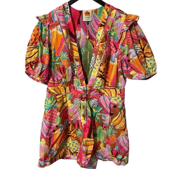FARM Rio | Pants & Jumpsuits | Farm Rio Nwt Fruit Salad Romper Size Xl ...